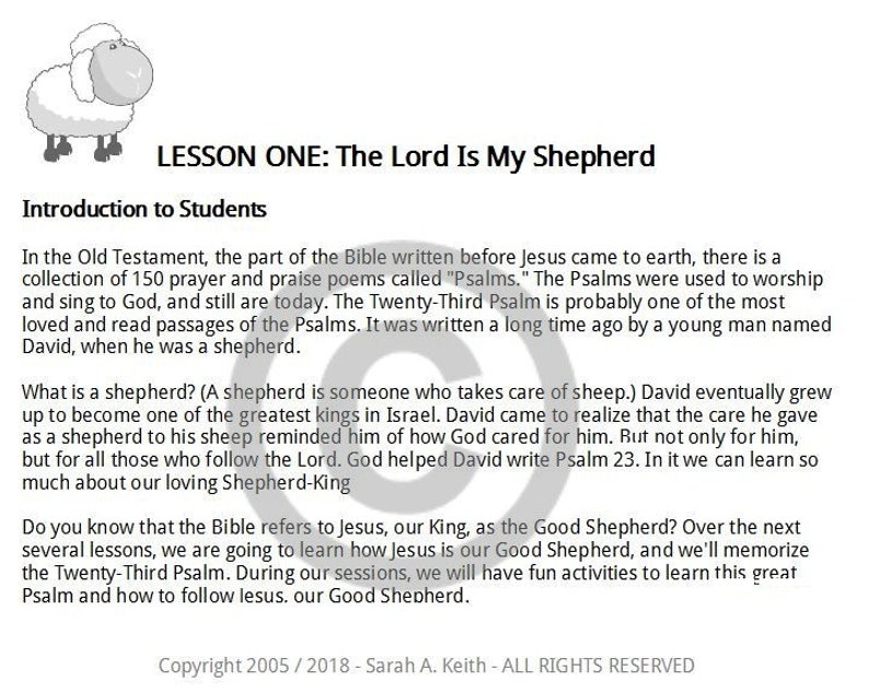 Psalm 23 Bible Lesson Plan: Good Shepherd, Children's Ministry (digital ...