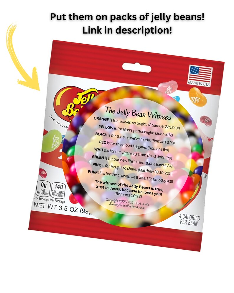 Jellybean Witness Easter Stickers Printable Religious Stickers Gospel ...