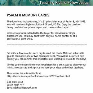 Psalm 8 Memory Cards: Bible Verse Memorization (PDF & JPG) - Etsy