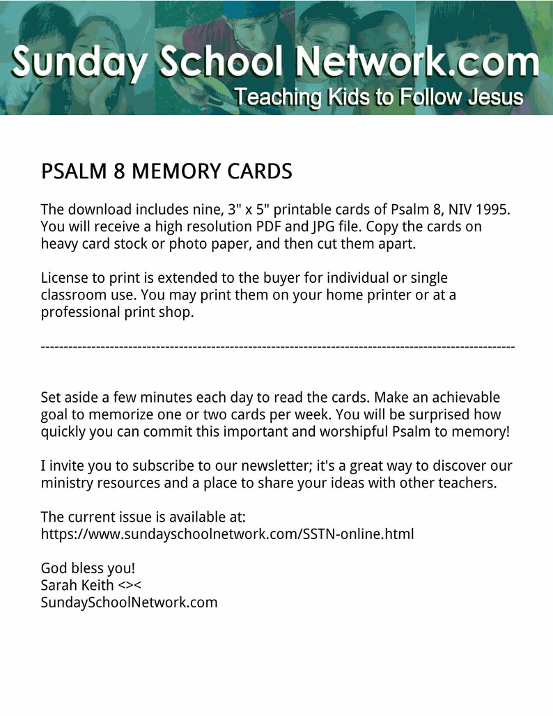 Psalm 8 Memory Cards: Bible Verse Memorization (PDF & JPG) - Etsy