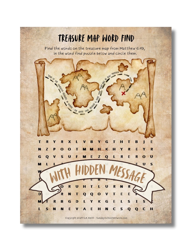 Treasures in Heaven Word Find Puzzle, Matthew 6:19 (PDF Pattern) - Etsy