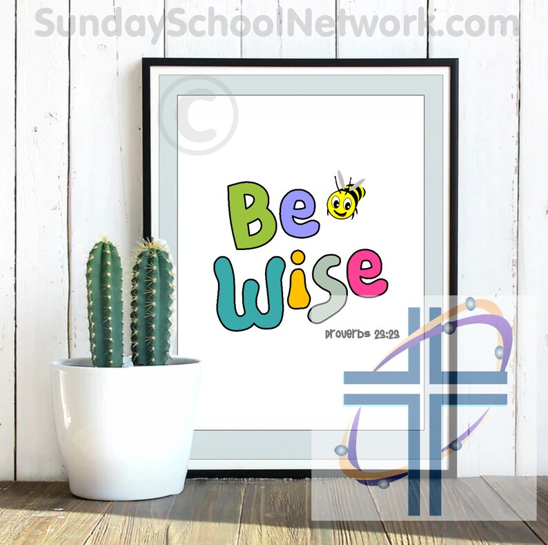 Be Wise Bible Verse Printable Poster, Wisdom Classroom Wall Art ...