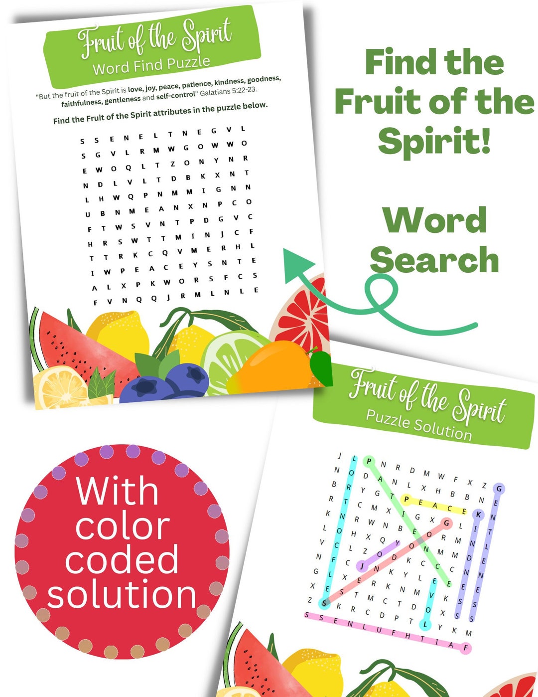 Fruit of the Spirit Word Search Puzzle | Sunday School Games ...