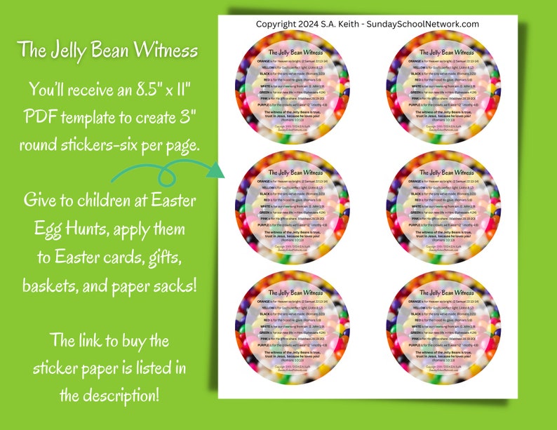 Jellybean Witness Easter Stickers Printable Religious Stickers Gospel ...