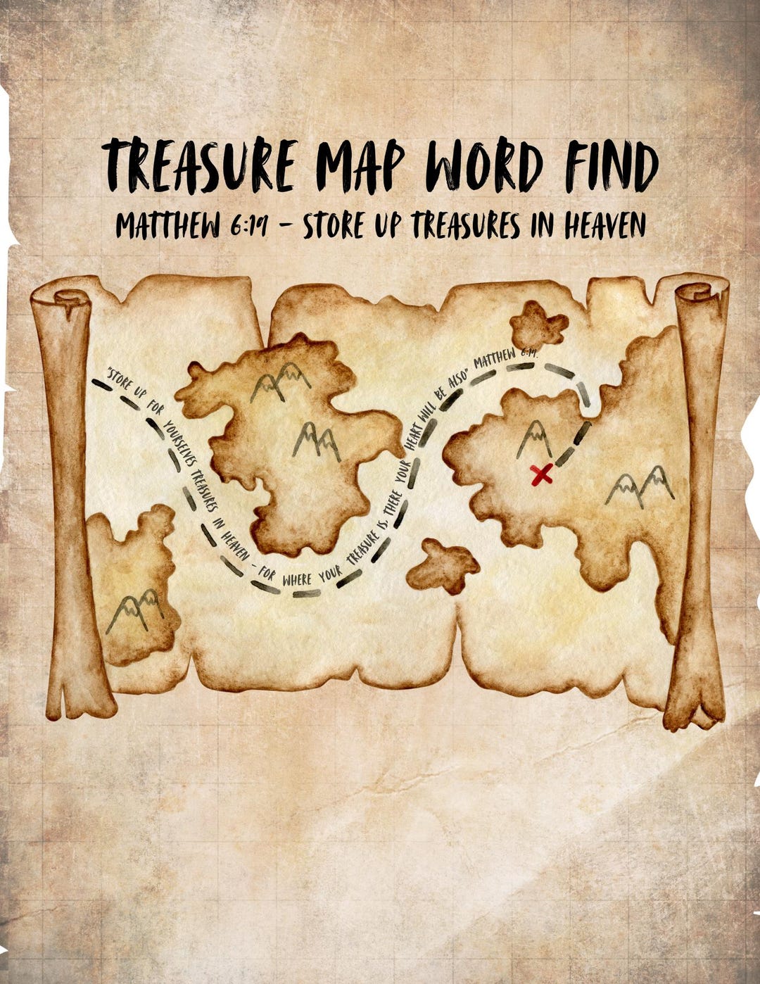 Treasures in Heaven Word Find Puzzle, Matthew 6:19 (PDF Pattern) - Etsy