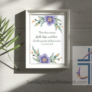 Faith Hope Love Bible Verse Printable Poster 1 Corinthians | Etsy