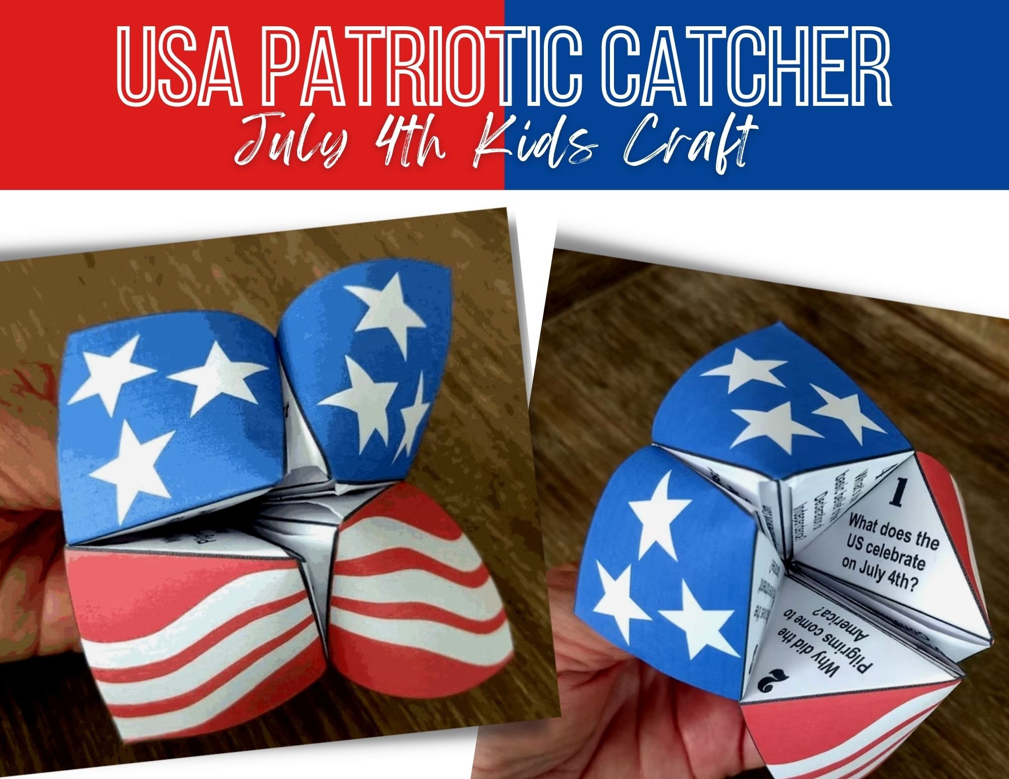 Patriotic Cootie Catcher: July 4th Kids Craft (PDF Pattern) - Etsy