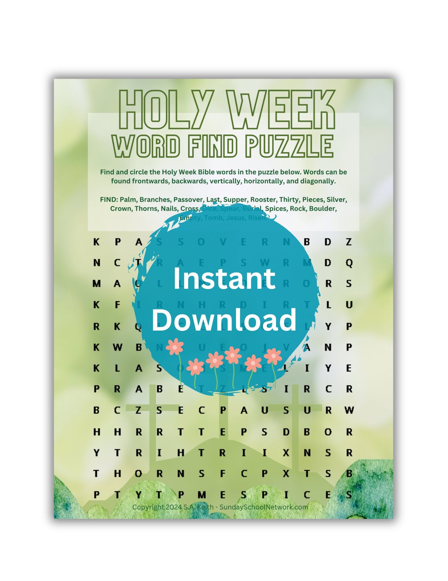 Holy Week Word Find Puzzle: Easter Bible Game (digital Download) - Etsy
