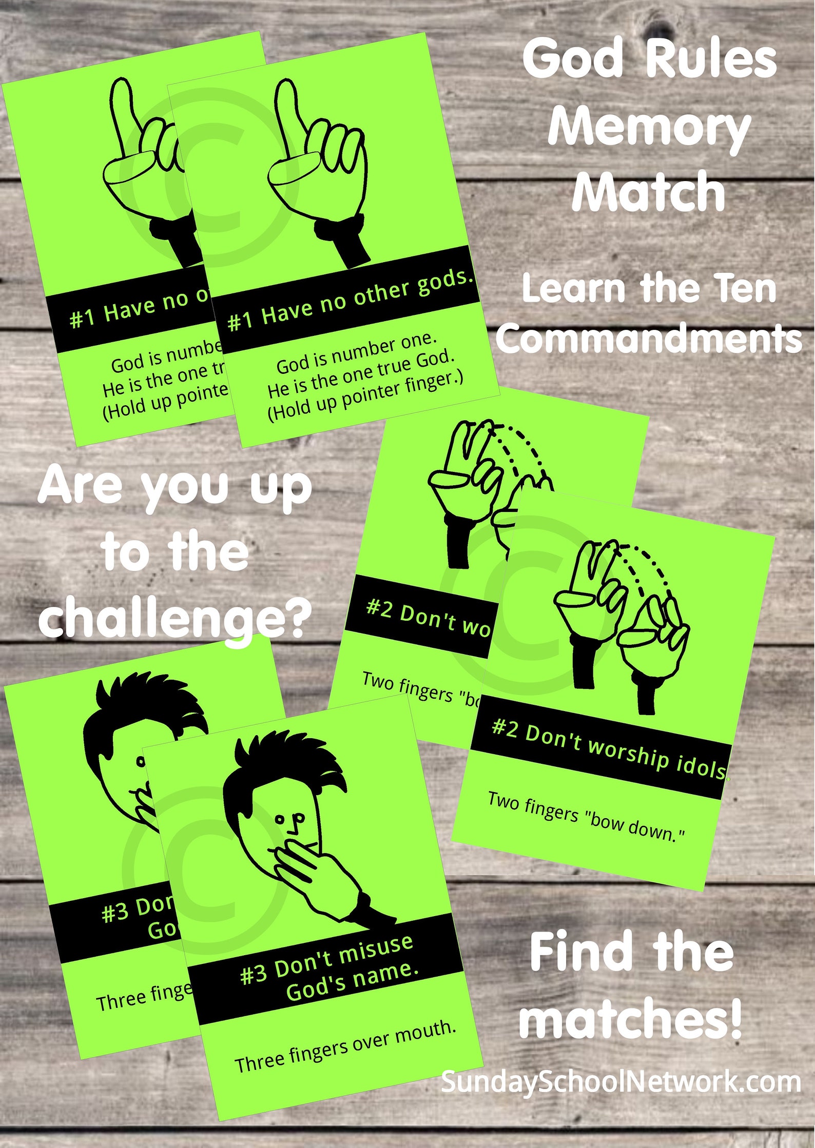 Ten Commandments Bible Game Memory Matching Game Sunday - Etsy