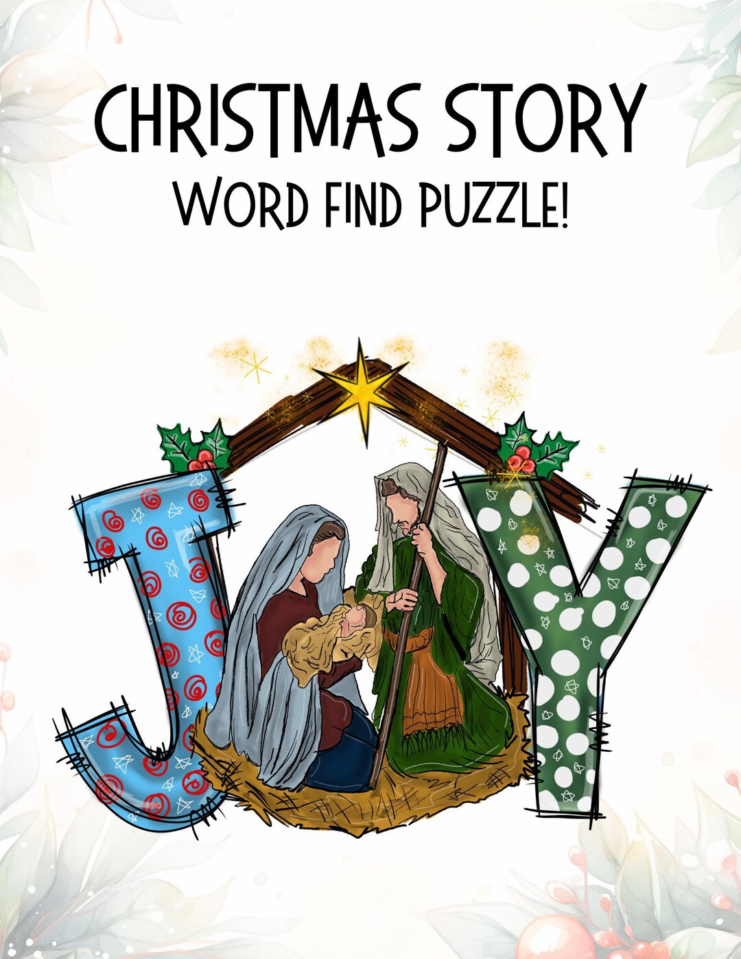 Christmas Word Find Puzzle Savior is Born Shepherd's in the Field Word ...