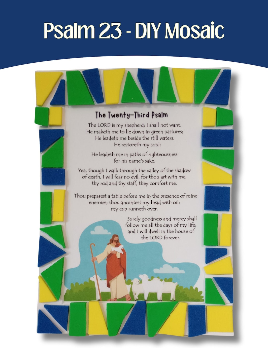 Psalm 23 Bible Verse Pattern With Easy Mosaic Frame, Twenty-third Psalm ...