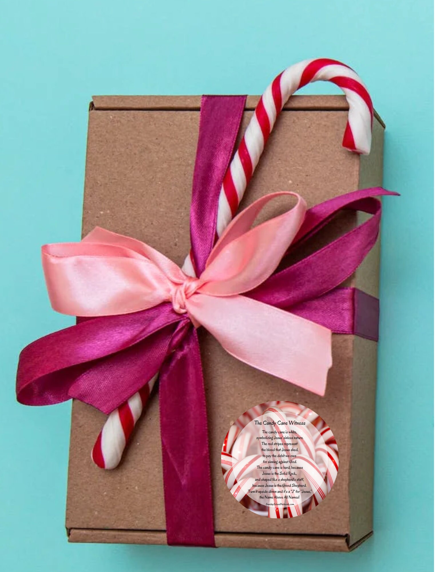 Candy Cane Message Card & Stickers: Religious Christmas Printable (PDF ...