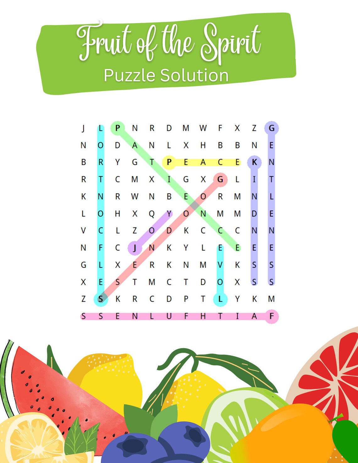 Fruit of the Spirit Word Search Puzzle | Sunday School Games ...