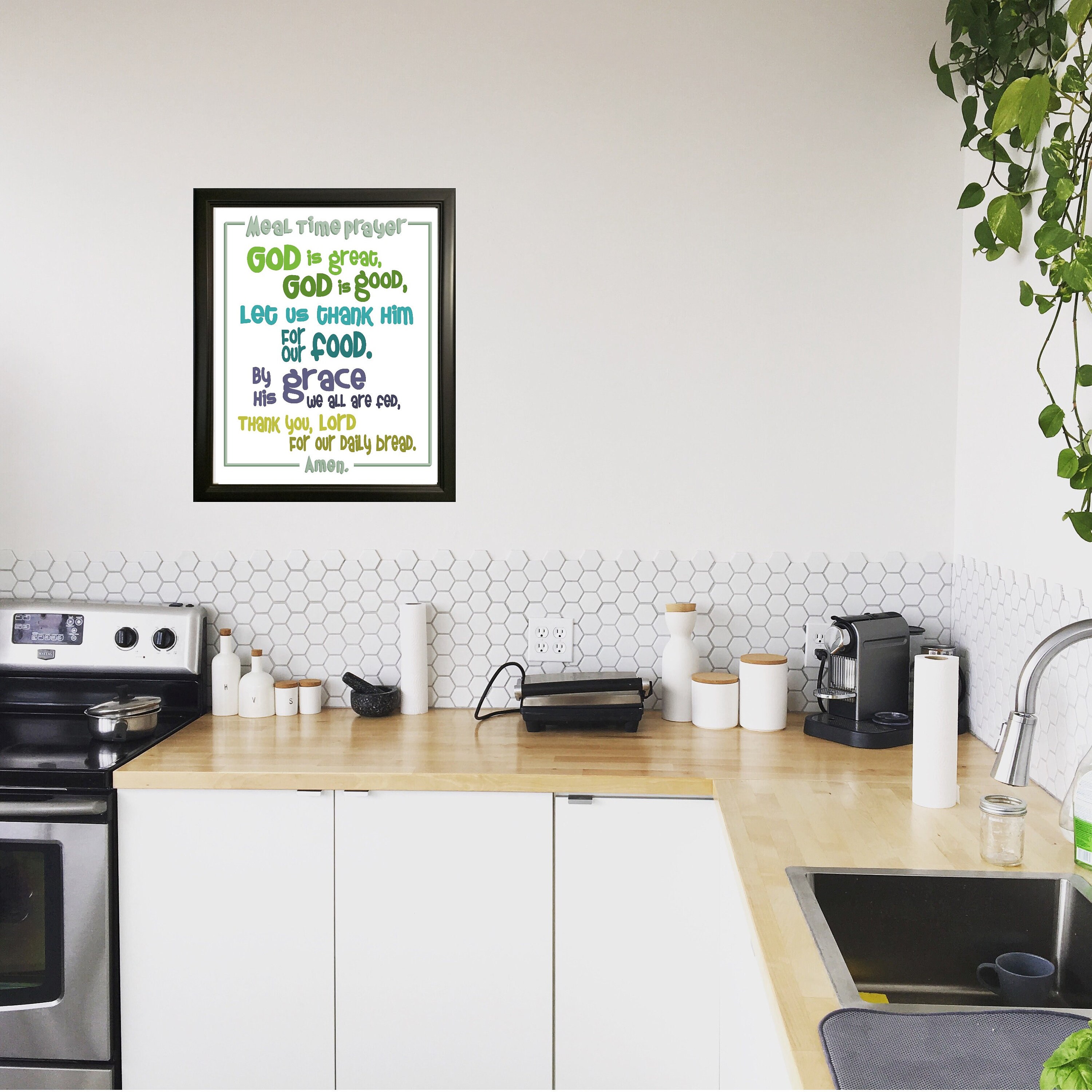 God is Great, God is Good, Daily Bread, Children's Mealtime Prayer, Kitchen Meal Sign, Kids ...