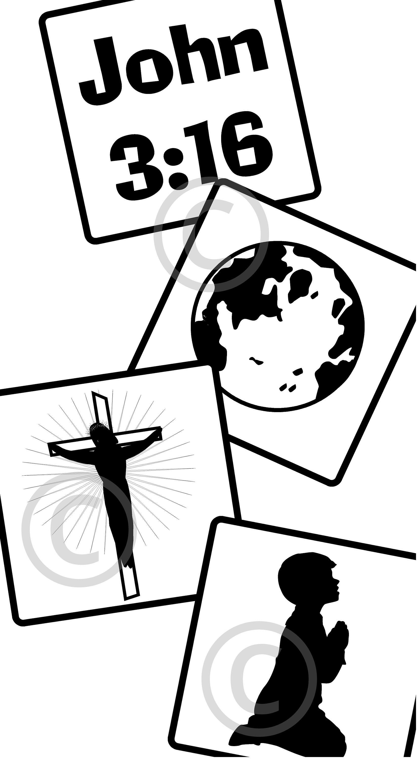 John 3:16 Gospel Pictograms, Teach the Good News to Children, Bible ...