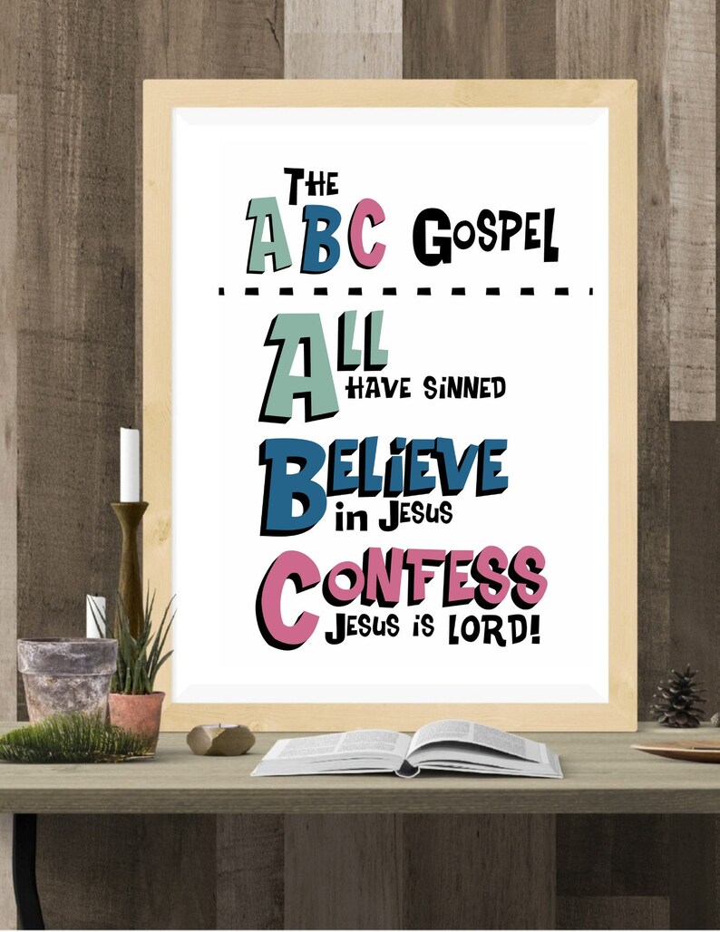 A-B-C Gospel Christian Poster Evangelism Printable Wall Art for Kids ...