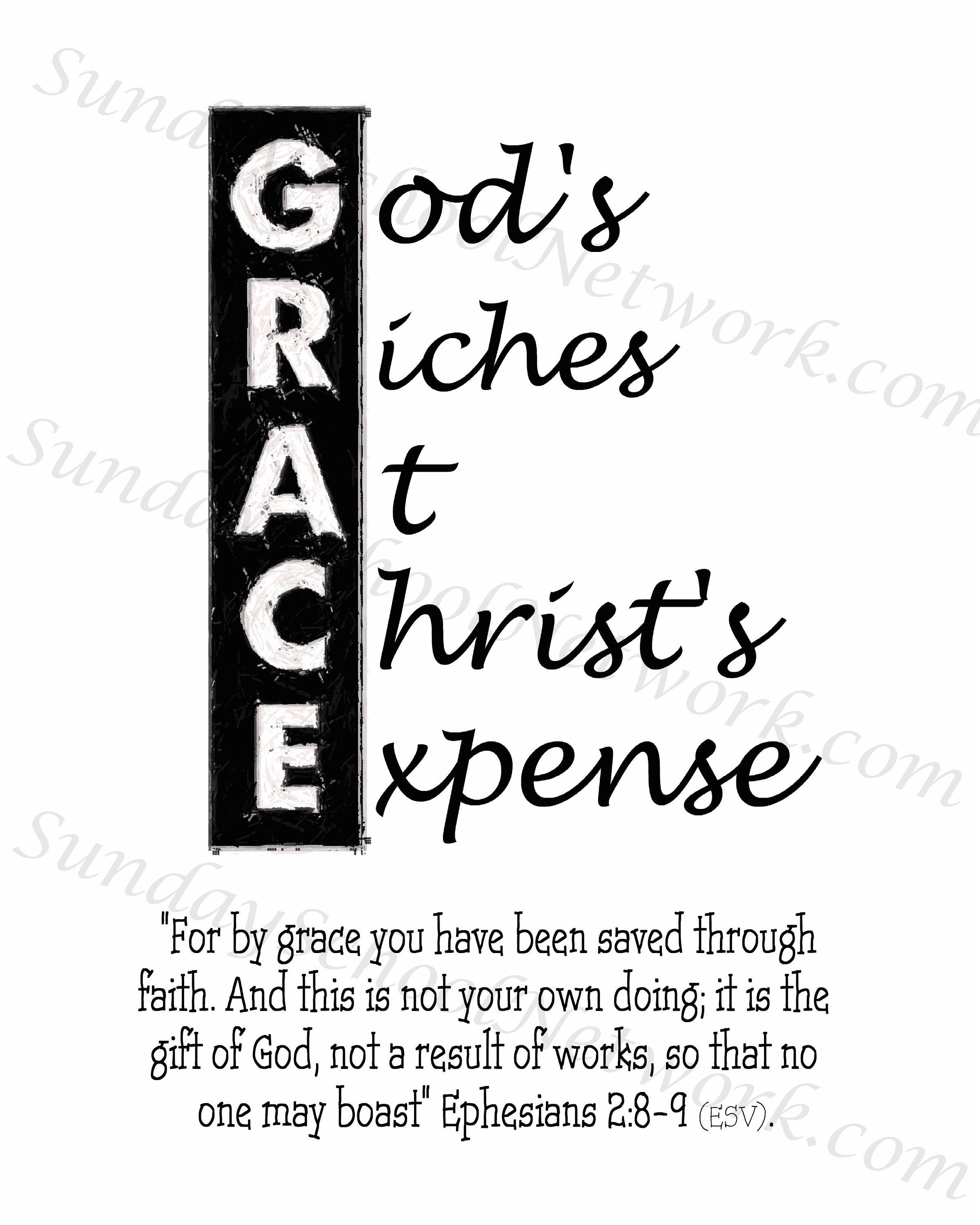 GRACE Bible Print Poster, Youth Ministry, God's Riches at Christ's ...