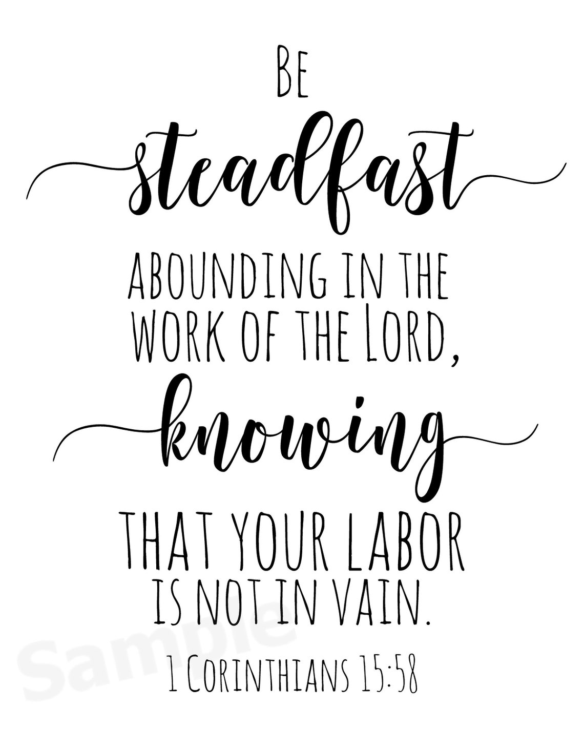 Bible Verse Be Steadfast in the Lord Christian Decor Perseverance Don't ...