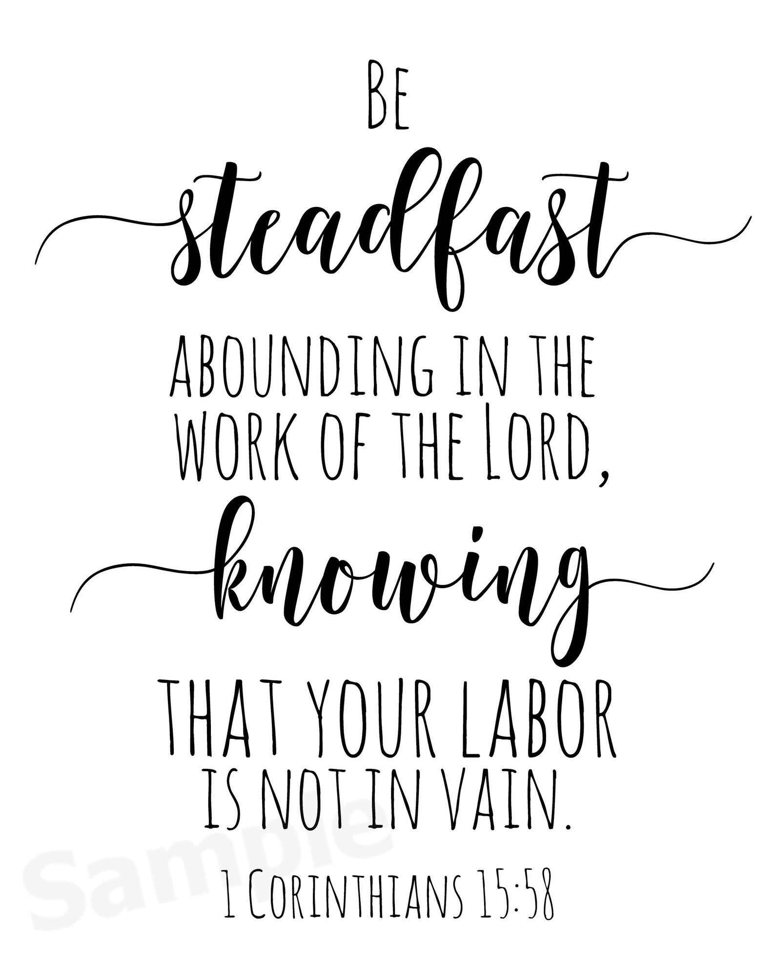 Bible Verse Be Steadfast in the Lord Christian Decor Perseverance Don't ...