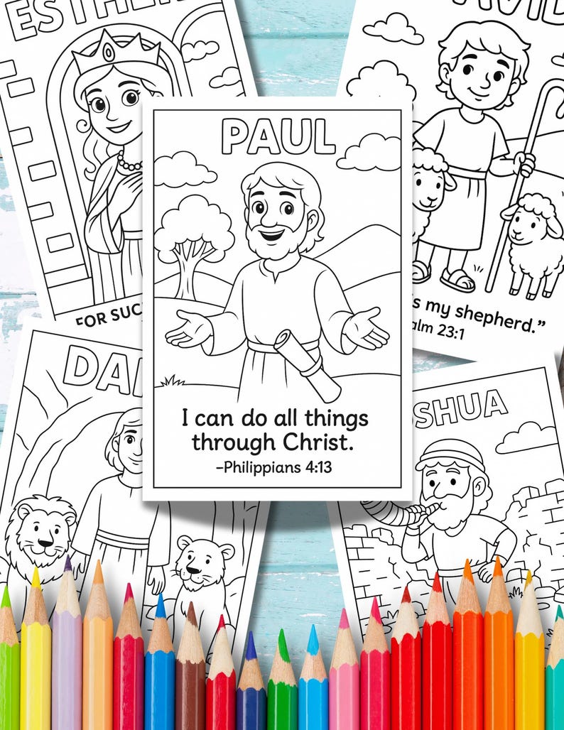 Bible Heroes Coloring Pages: Christian Homeschool Activity (digital ...