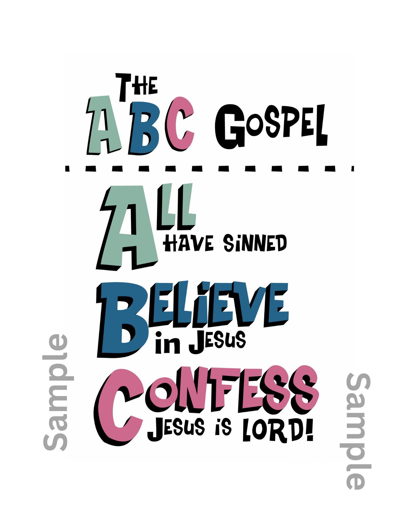 A-B-C Gospel Christian Poster Evangelism Printable Wall Art for Kids ...