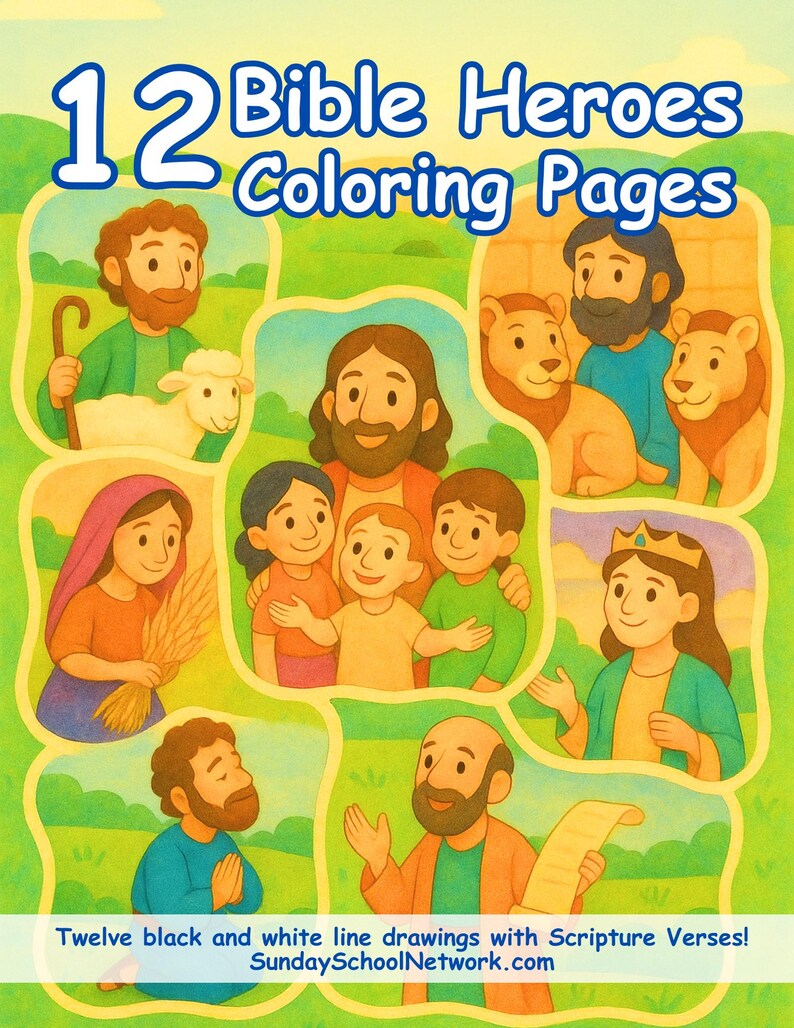 Bible Heroes Coloring Pages: Christian Homeschool Activity (digital ...