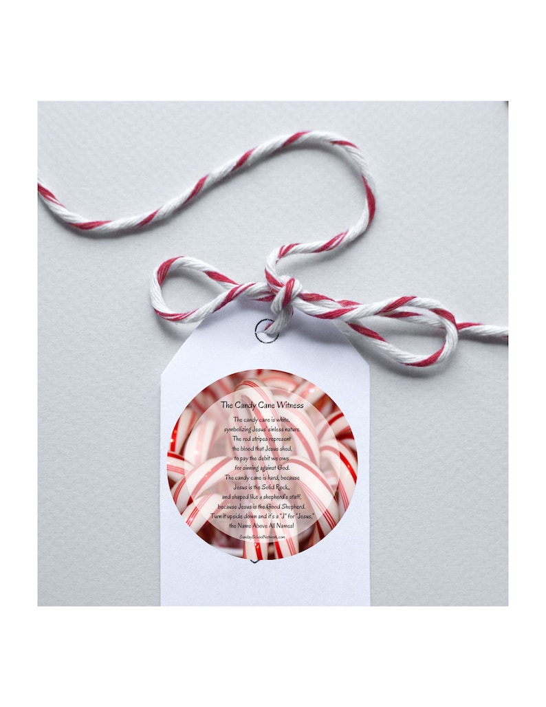 Candy Cane Message Card & Stickers: Religious Christmas Printable (PDF ...