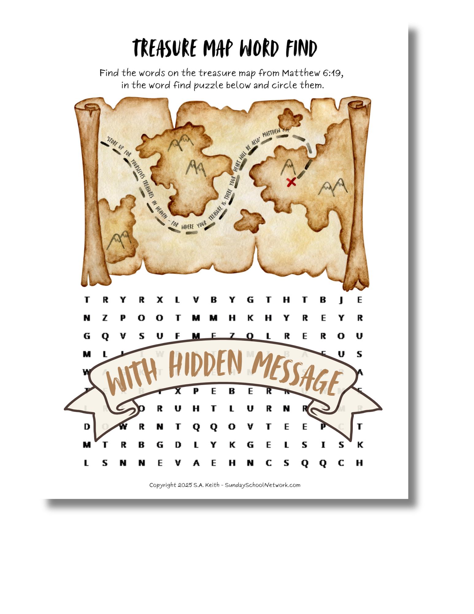 Treasures in Heaven Word Find Puzzle, Matthew 6:19 (PDF Pattern) - Etsy