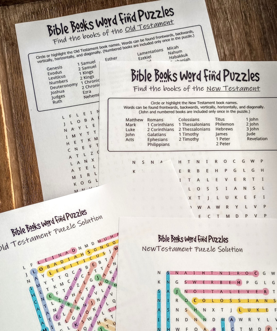 Bible Books Word Find Puzzle: Old & New Testament (PDF Download) - Etsy
