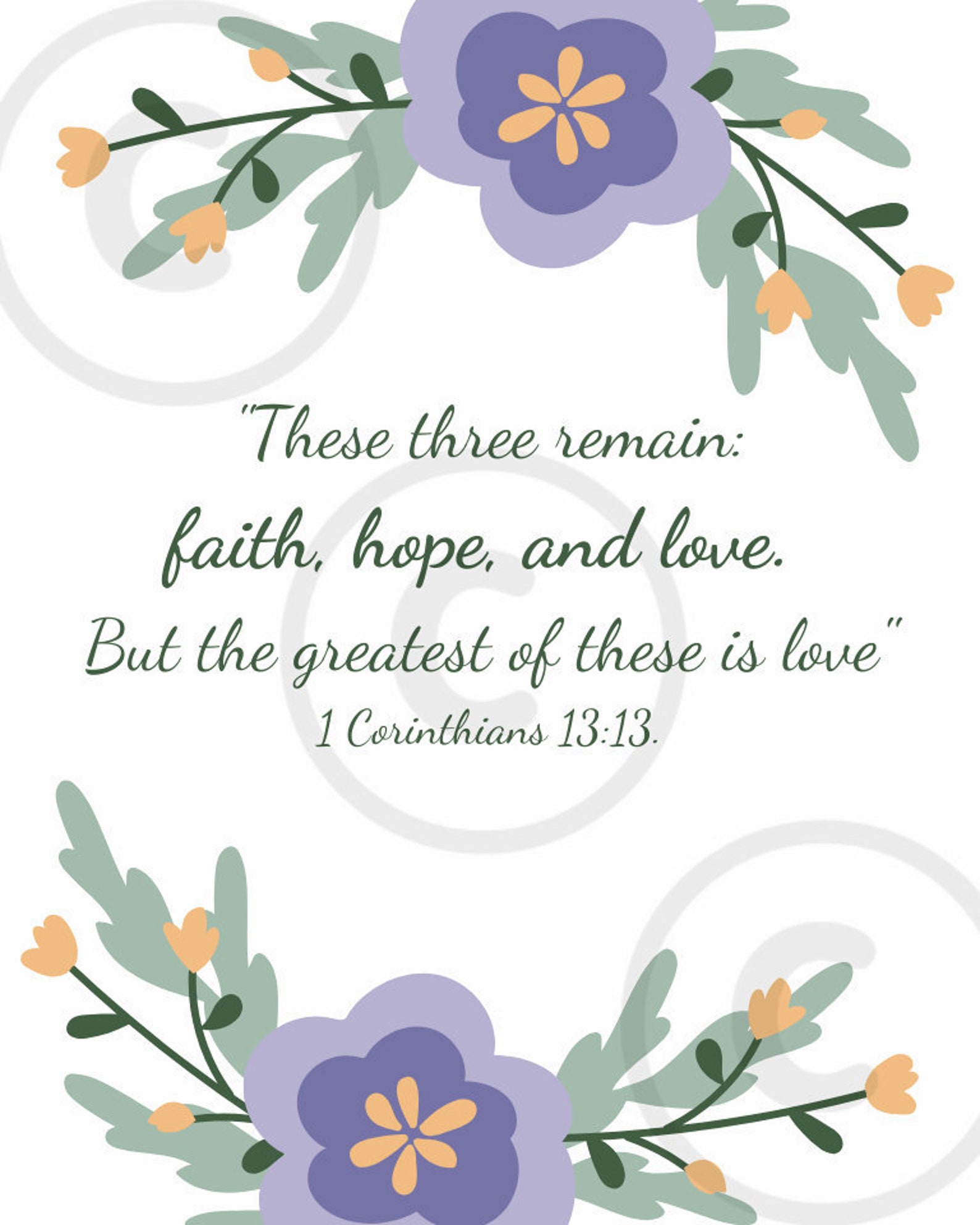 Faith Hope Love Bible Verse Printable Poster 1 Corinthians | Etsy