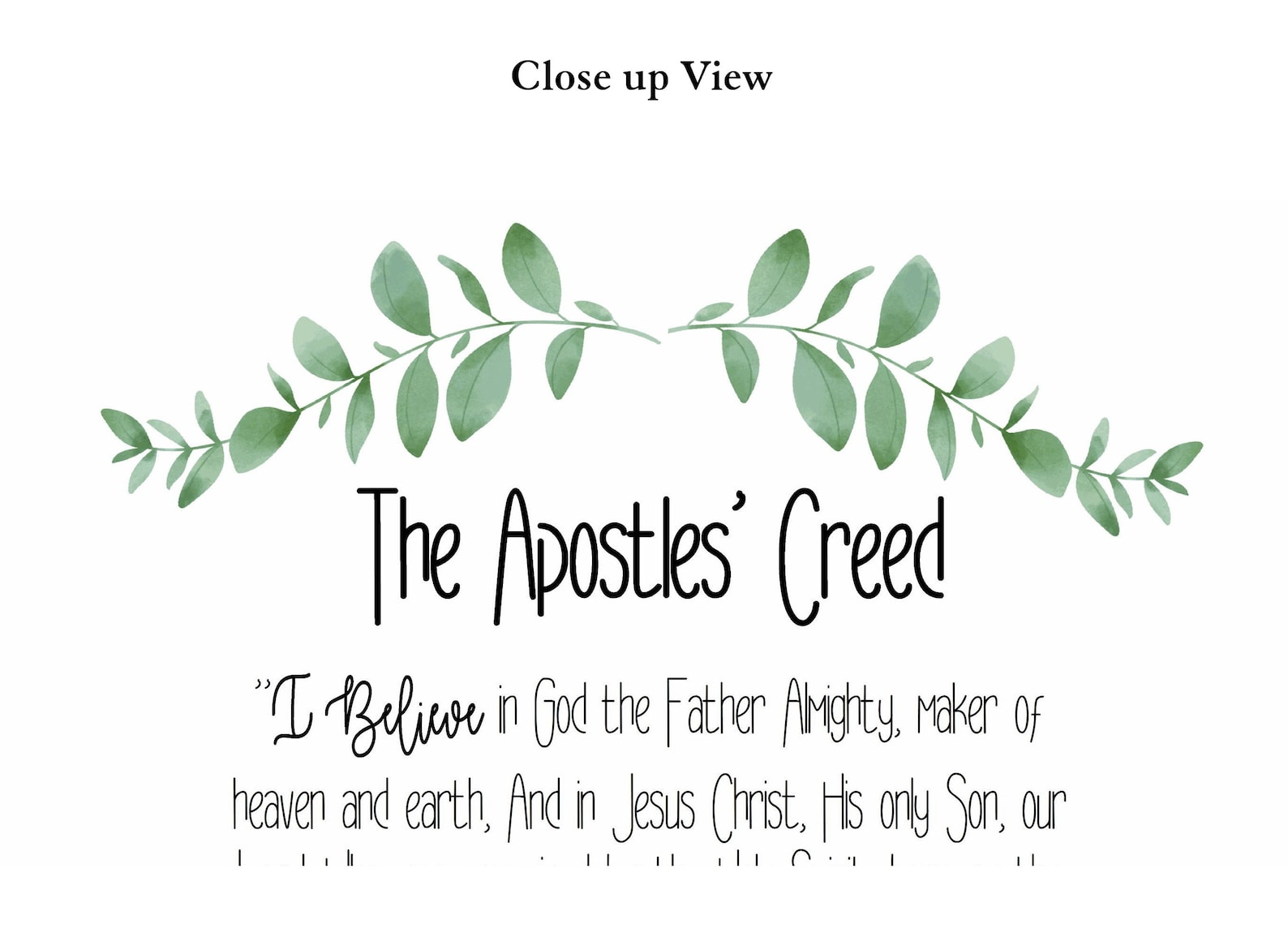Apostles Creed Print: Christian Statement of Faith (digital Download ...