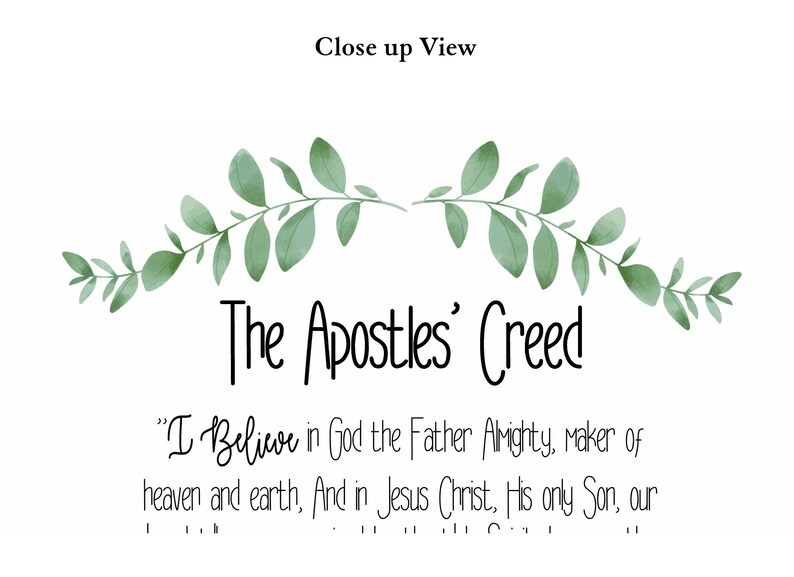Apostles Creed Print: Christian Statement of Faith (digital Download ...