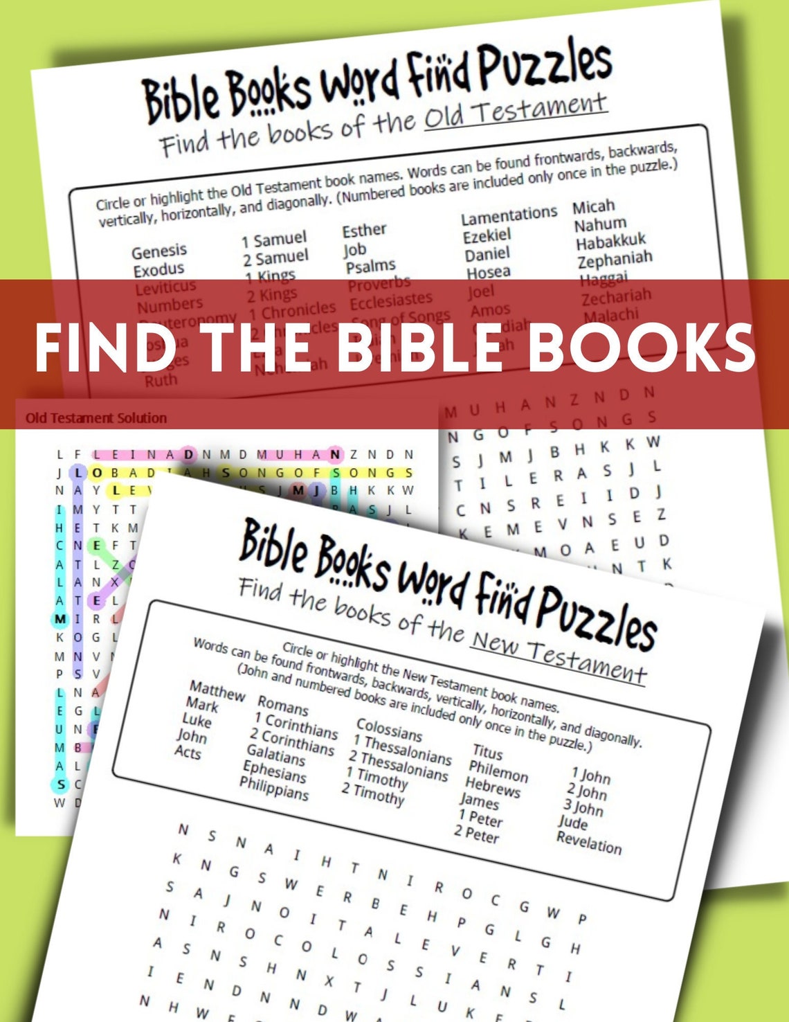 Bible Books Word Find Puzzle: Old & New Testament (PDF Download) - Etsy