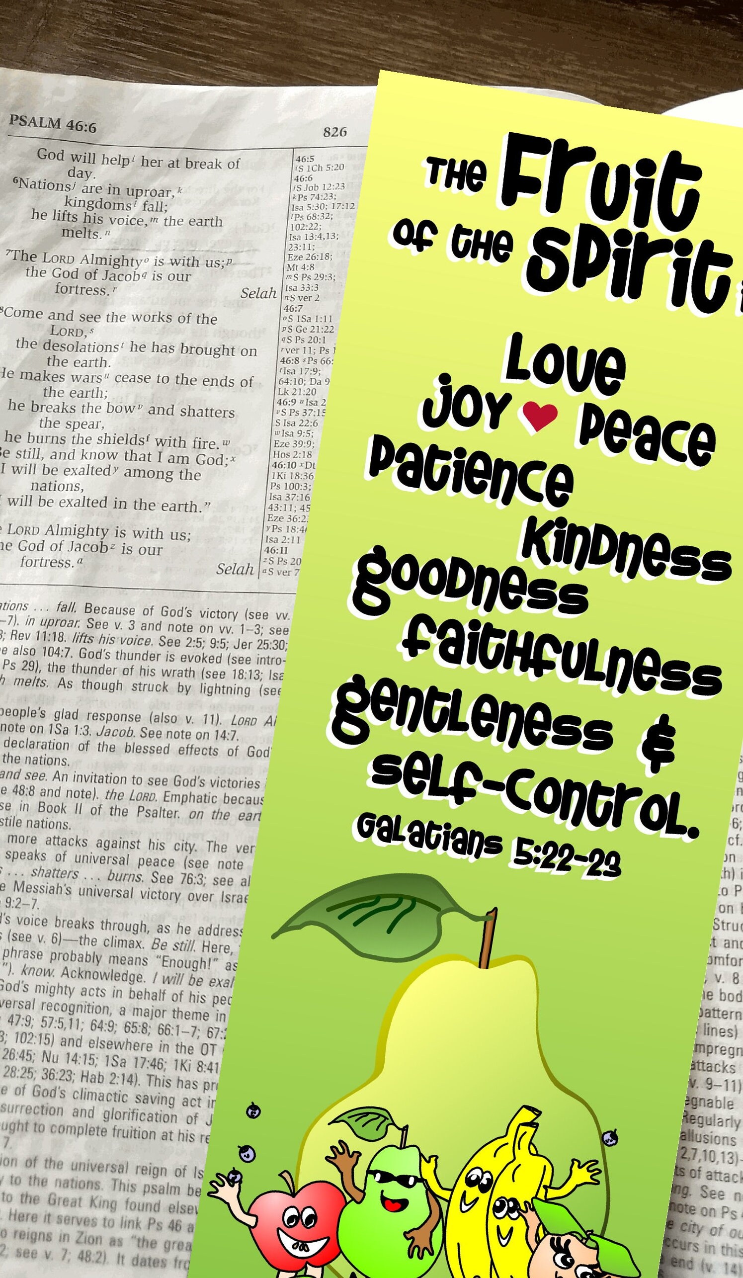 Fruit of the Spirit Bible Bookmark, Galatians 5:22-23, Children's ...