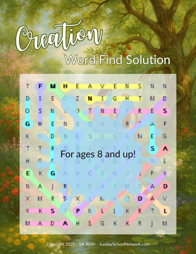 Creation Bible Word Search Puzzle | Adam & Eve, Garden of Eden Activity ...