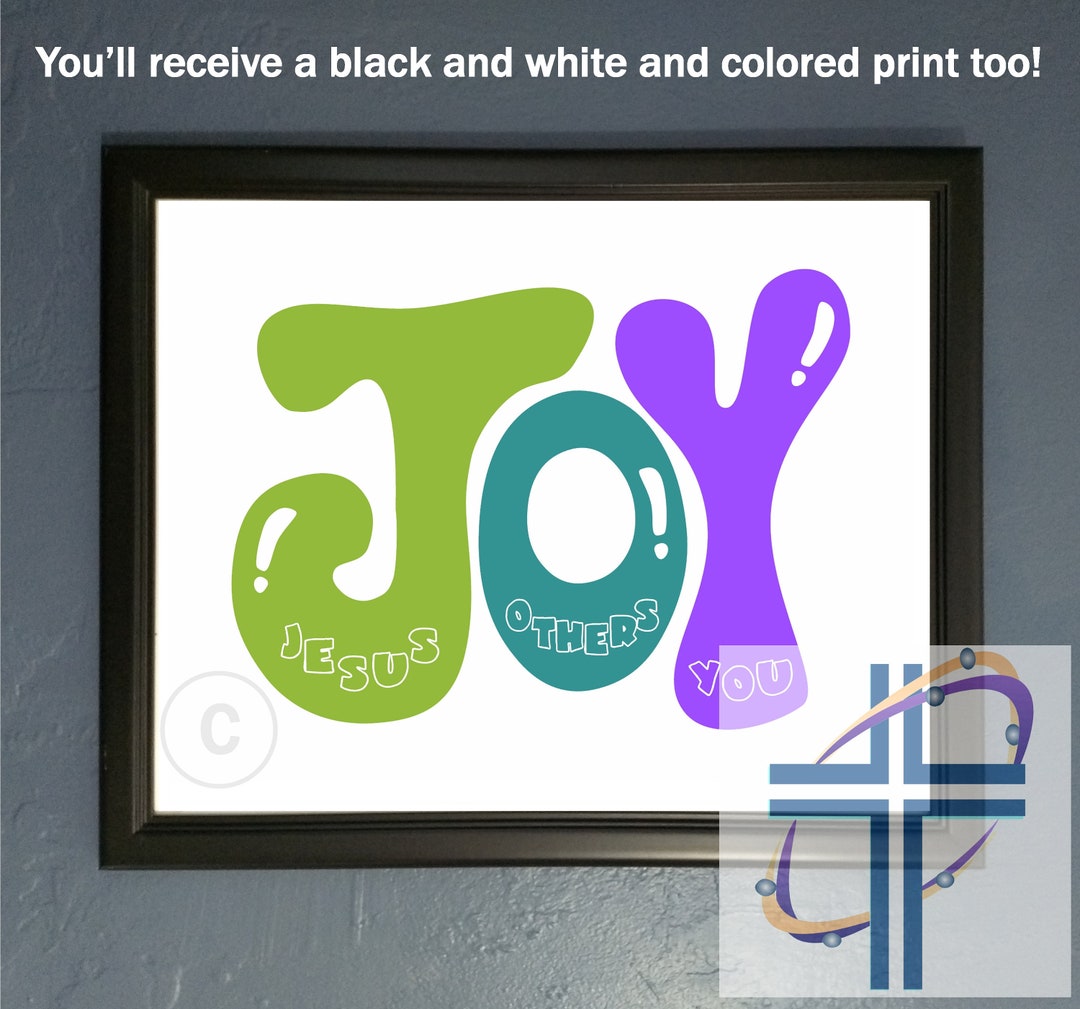 JOY Christian Bible Verse Poster: Church Nursery Decor (digital ...