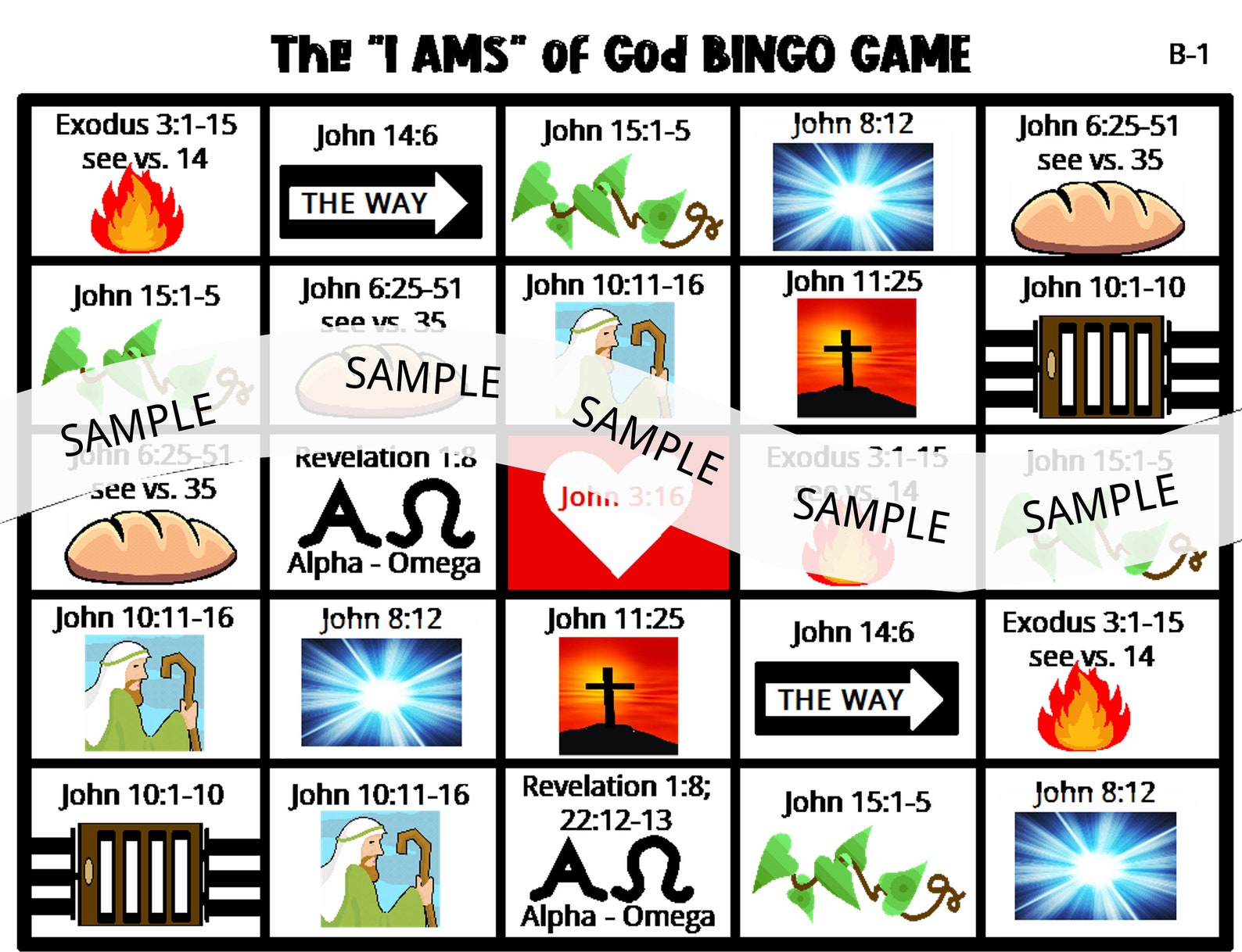 Bible Bingo Game: I Ams of God - Sunday School Activity - Etsy