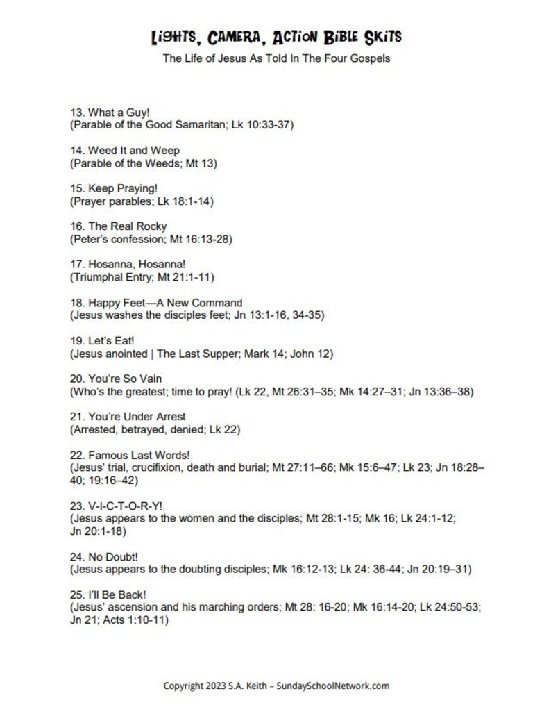 Life of Jesus Bible Skits: 25 Gospel Skits for Children's Ministry - Etsy