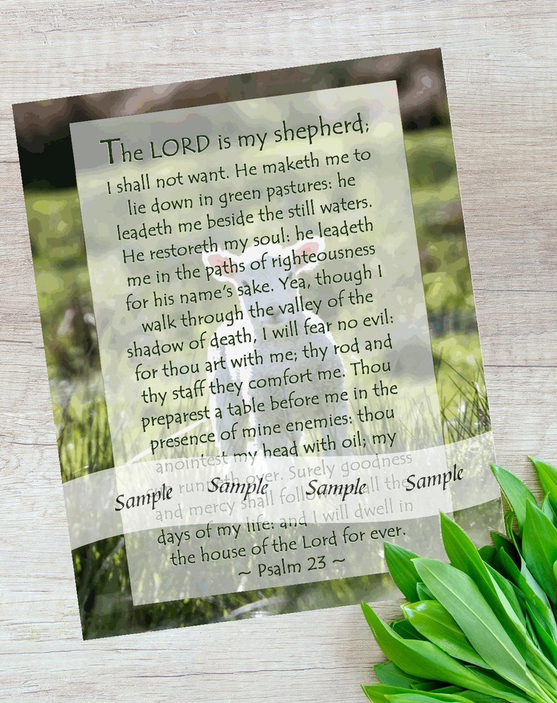 Psalm 23 Poster: Good Shepherd Scripture, King James Version (digital ...