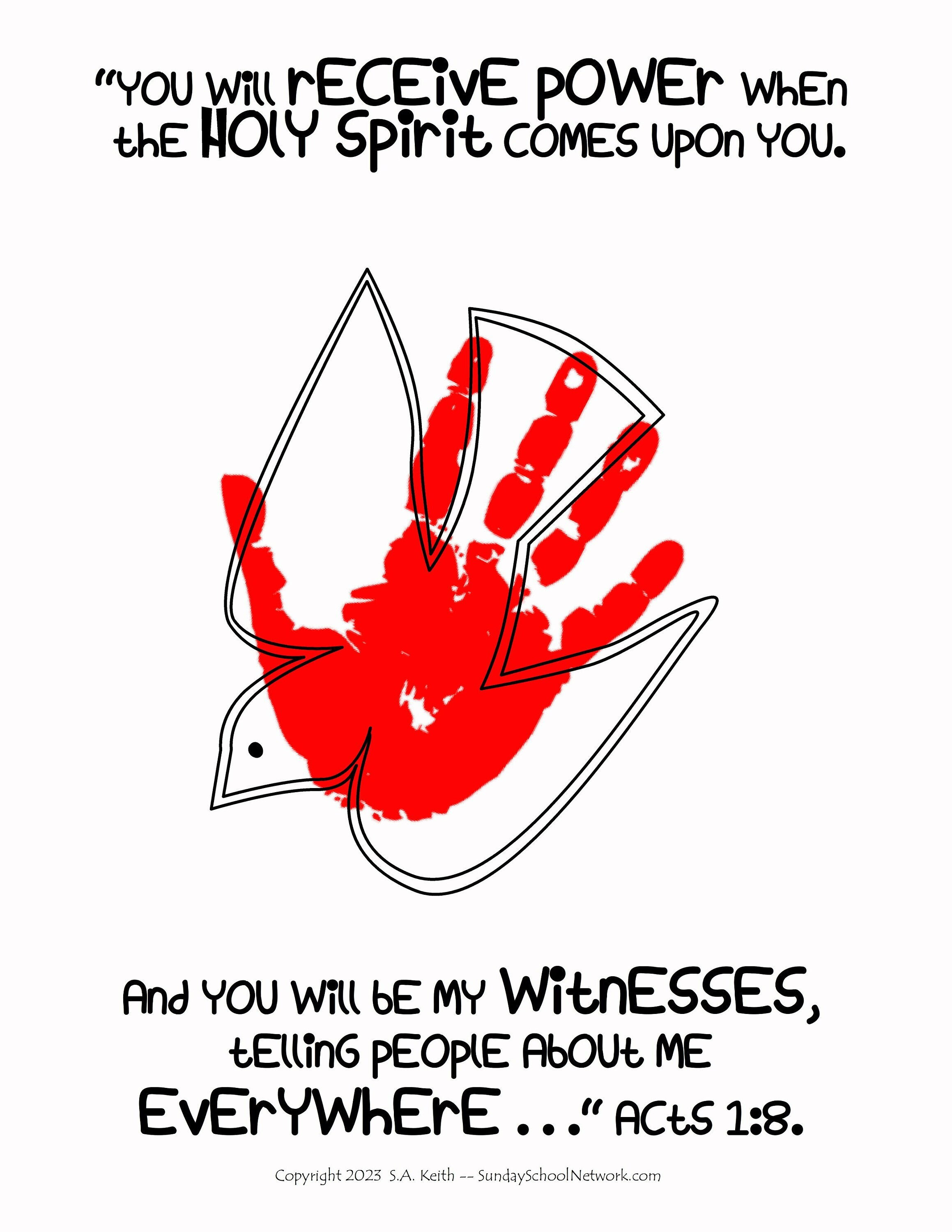 PENTECOST Craft | Kids Handprint, Finger Paint, Coloring Activity ...