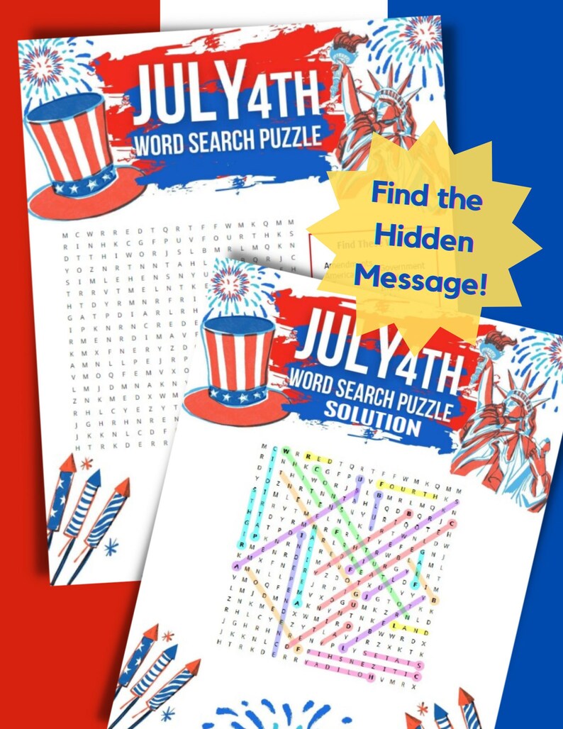 Fourth of July Word Search Puzzle | Celebrate America | July 4th Game ...