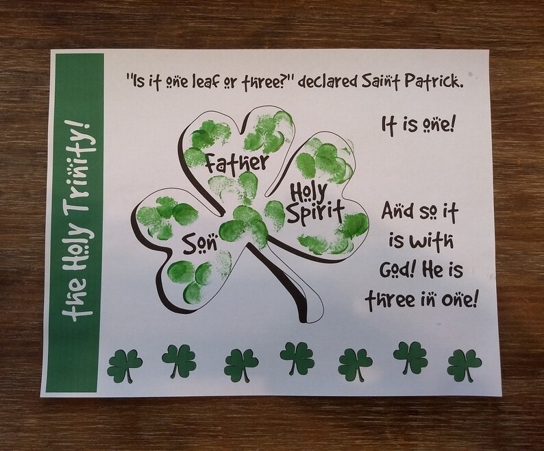St. Patrick's Day Trinity Lesson: Fingerprint Shamrock Craft (PDF ...