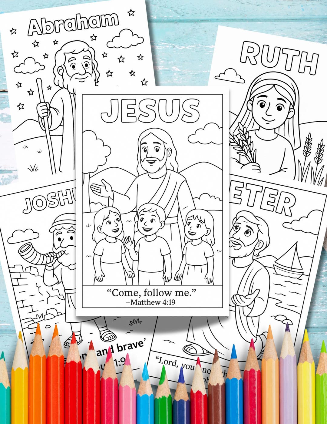 Bible Heroes Coloring Pages: Christian Homeschool Activity (digital ...