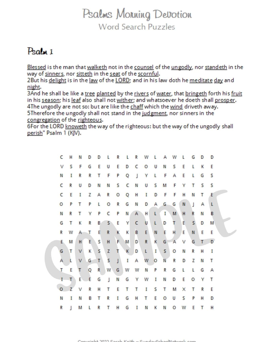 Psalms Word Search Puzzle: KJV Bible Activity (PDF Pattern) - Etsy
