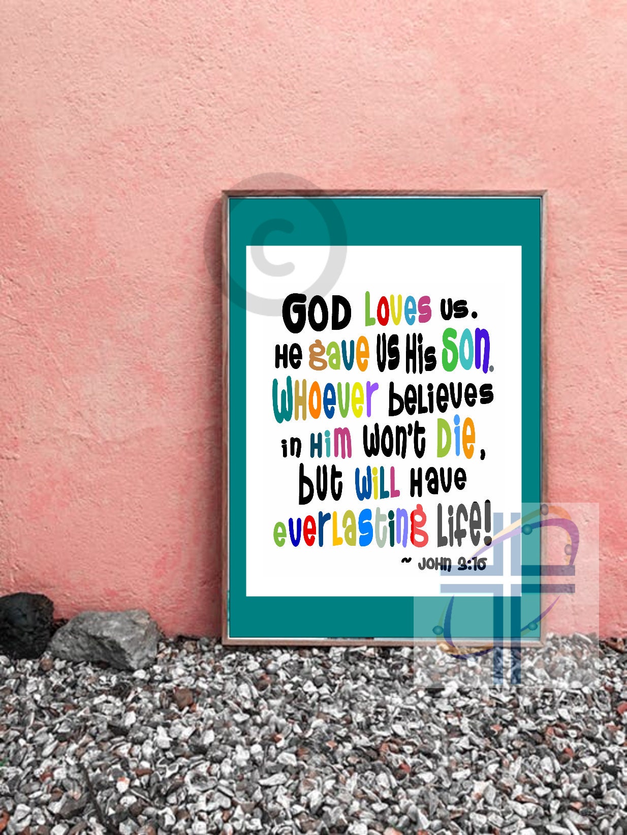 John 3:16 Printable Bible Poster Scripture Verse Kids Classroom ...