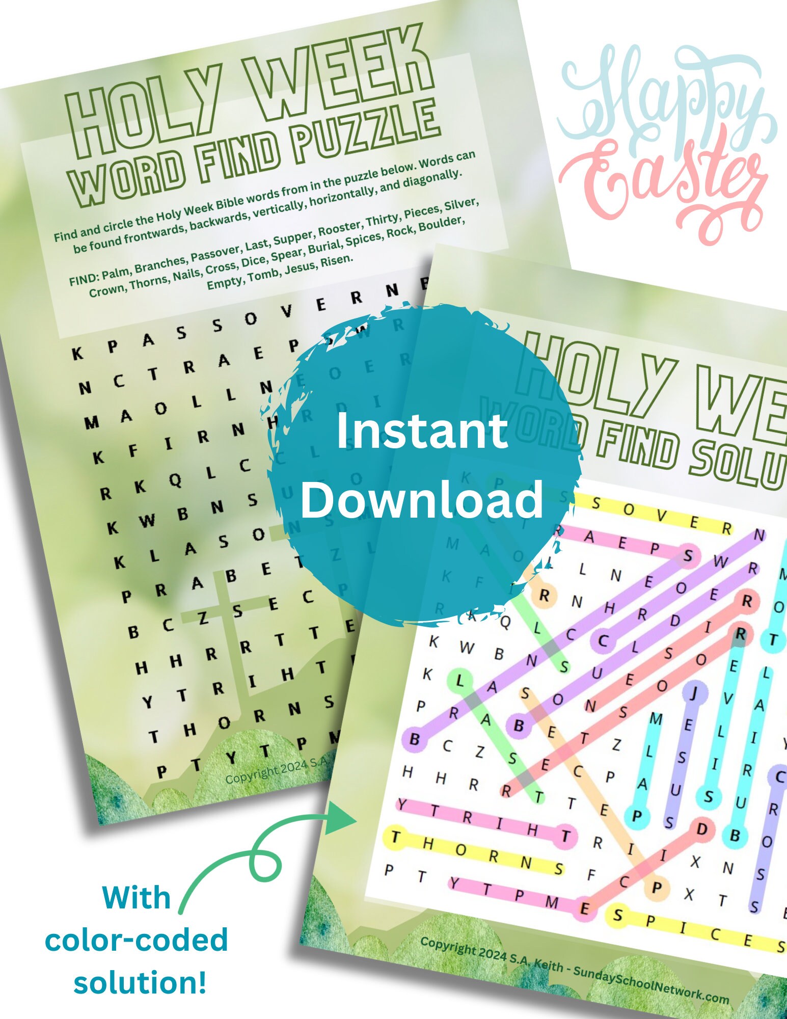 Holy Week Word Find Puzzle: Easter Bible Game (digital Download) - Etsy