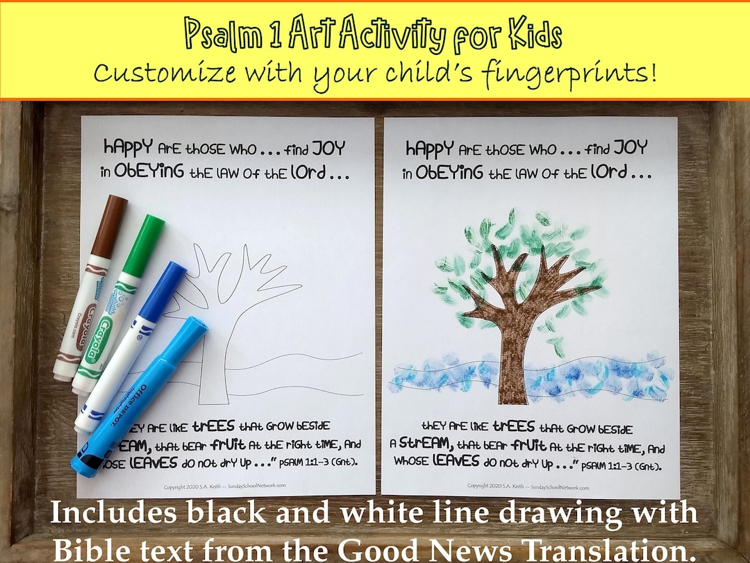 Psalm 1 Fingerprint Art Craft: Sunday School Activity (PDF Download) - Etsy