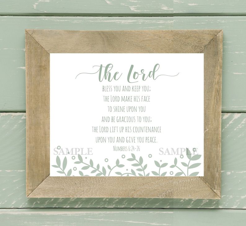 Aaronic Blessing Bible Print Numbers 6 Benediction | the Lord Bless You ...