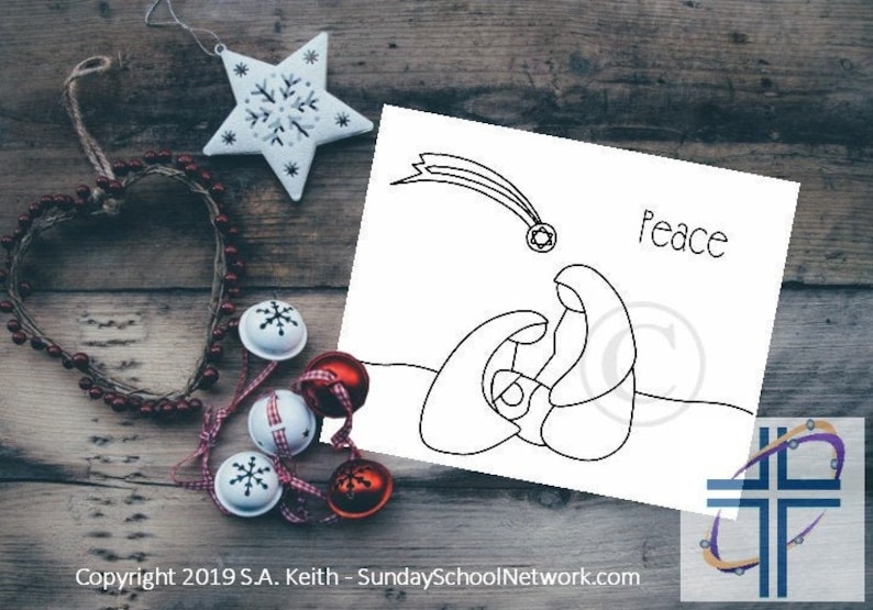 Christmas Coloring Card, DIY Nativity, Printable Bible Coloring Card ...