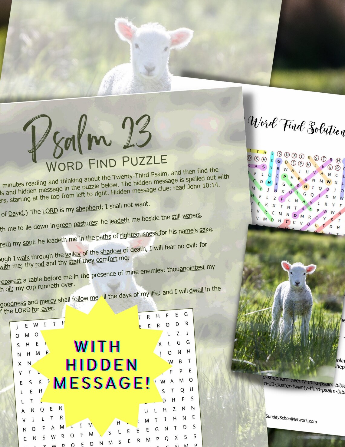 Psalm 23 Word Search Puzzle: Bible Sunday School Game (digital PDF) - Etsy